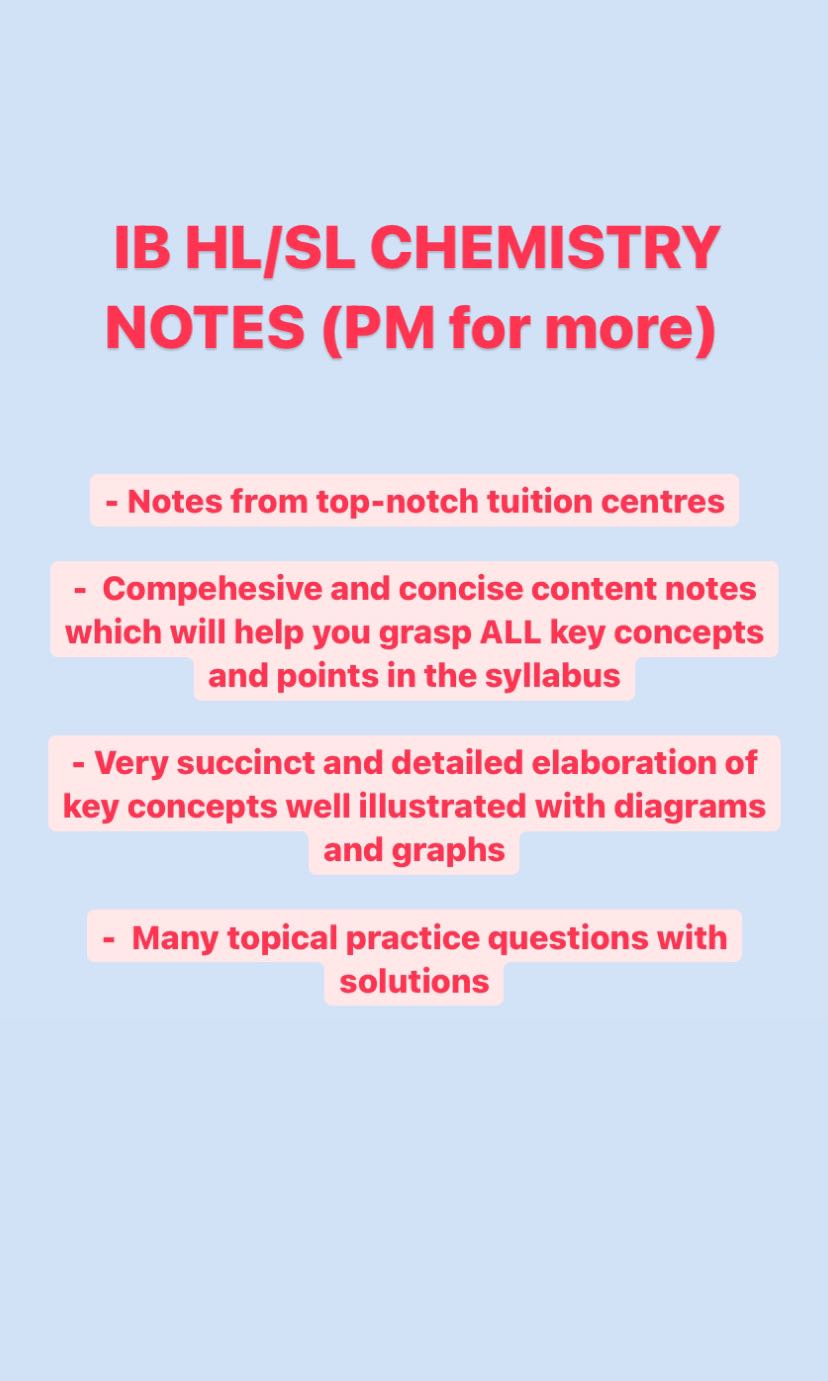 BEST IB HL/SL Chemistry Tuition Standard Notes, Hobbies & Toys, Books ...