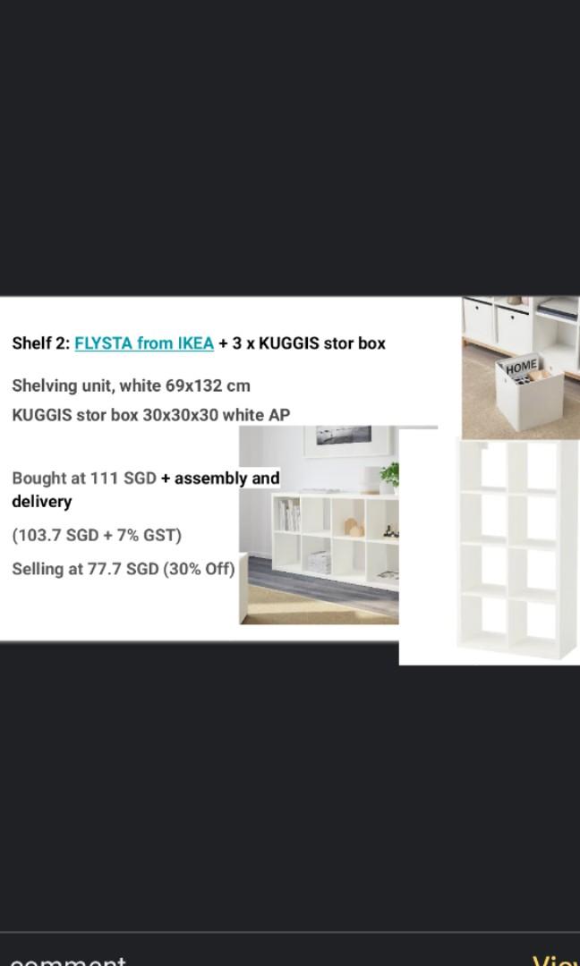 FLYSTA shelving units and 3 Kuggis storage boxes, Furniture & Home ...