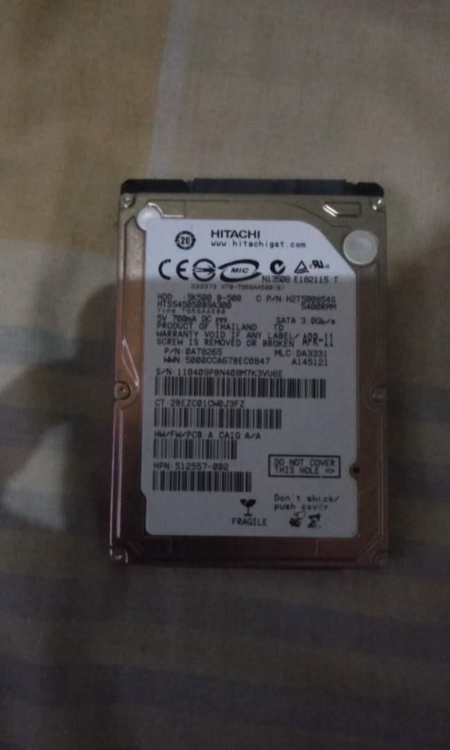 HITACHI 500GB, Computers & Tech, Parts & Accessories, Hard Disks ...