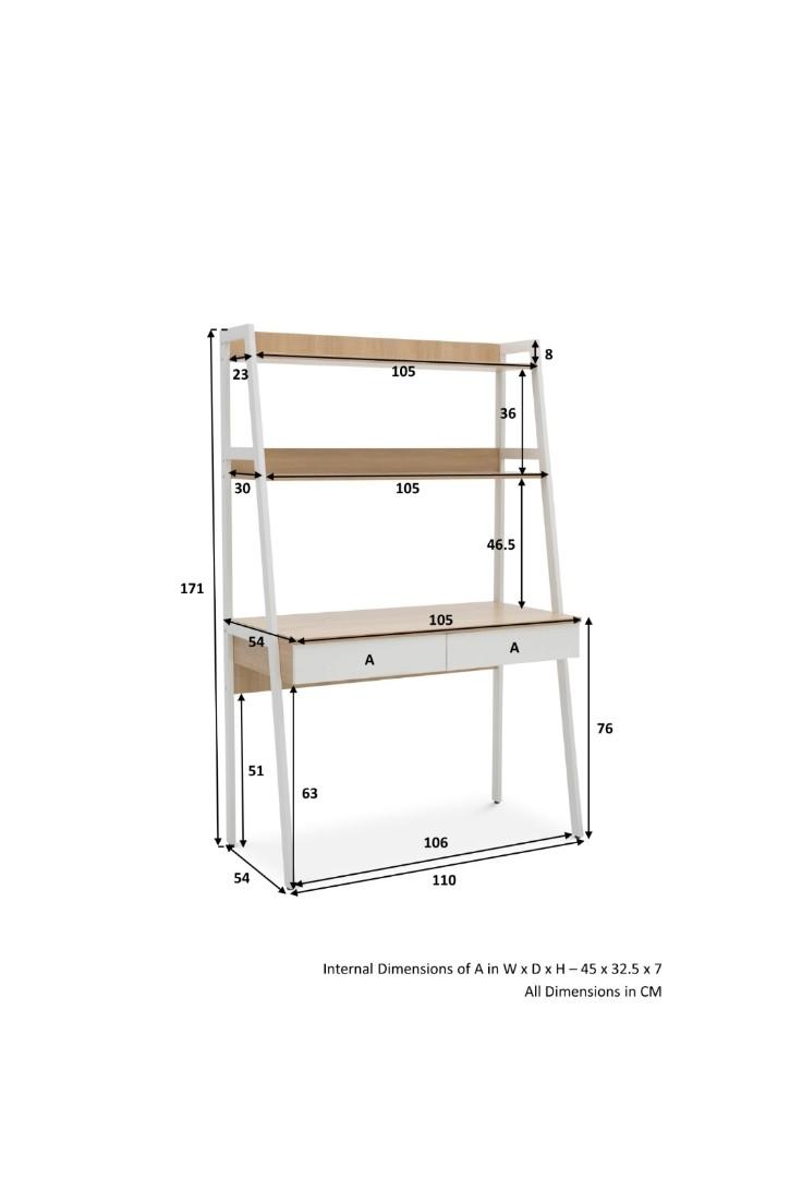Parry study table with top shelves, Furniture & Home Living, Furniture ...