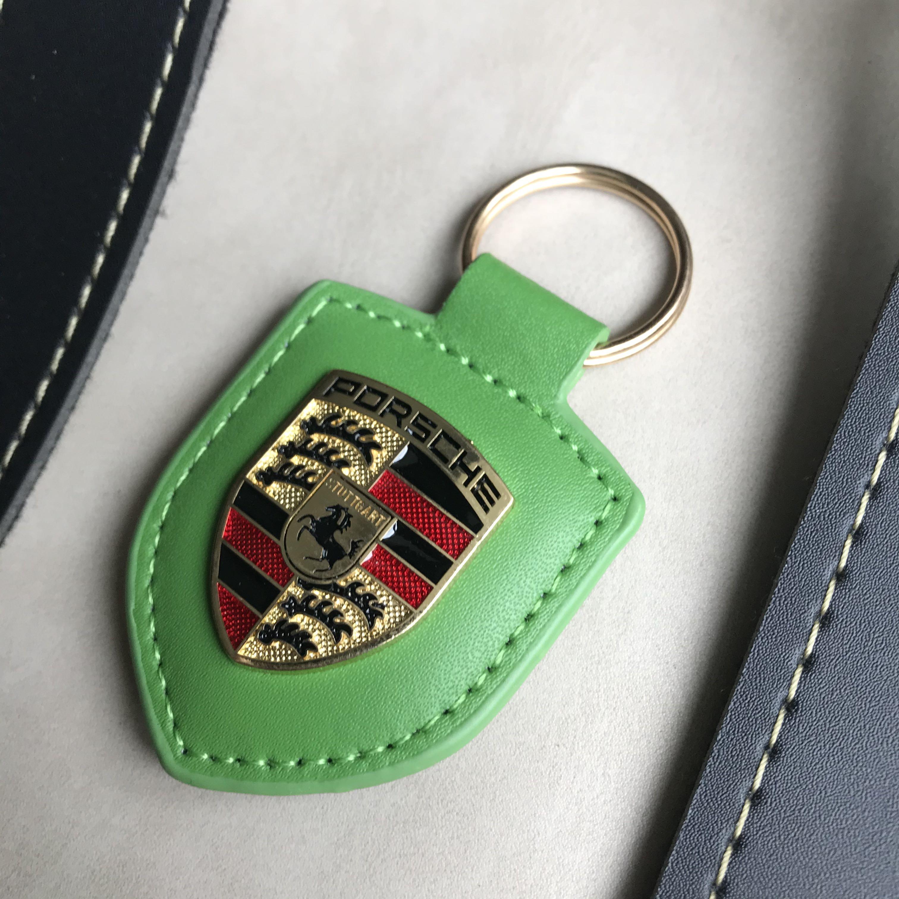 Porsche crest logo emblem leather keychain for Macan cayenne Panamera ...