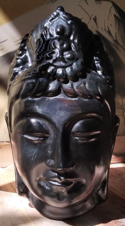 Vintage Black Papier Mache Gyodo Mask Kannon Bodhisattva Bosatsu Buddha ...