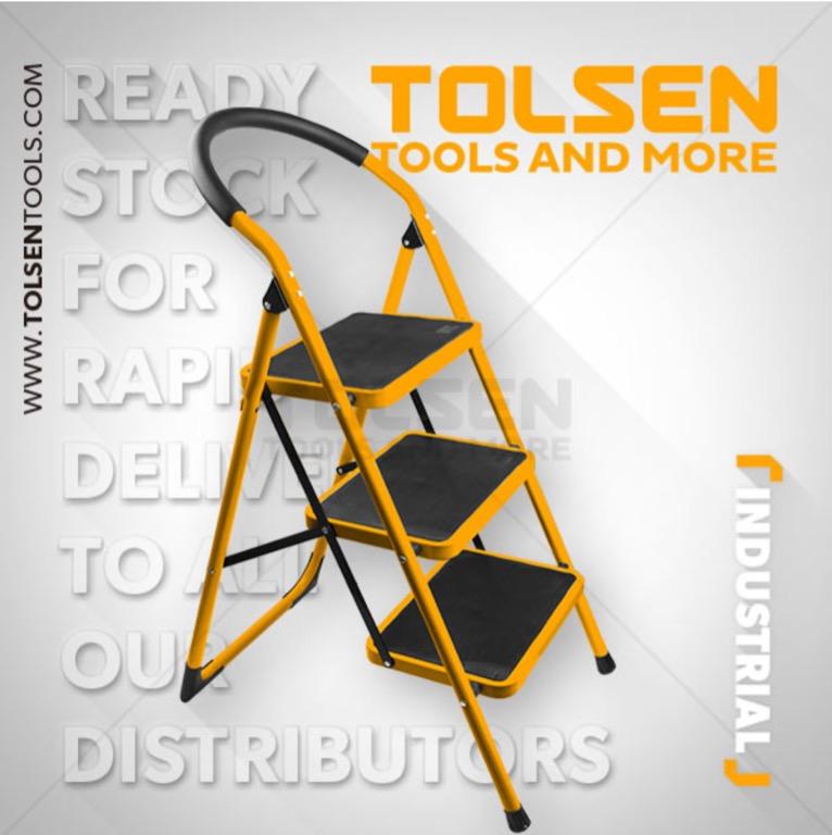 Tolsen 62683, 3 Step Steel Foldable Ladder 150kg, Furniture & Home ...