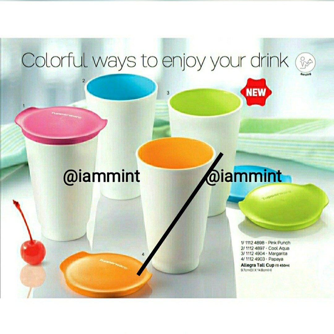 Tupperware 450 ml Allegra Tall Cup Tumbler Container, Home Appliances ...