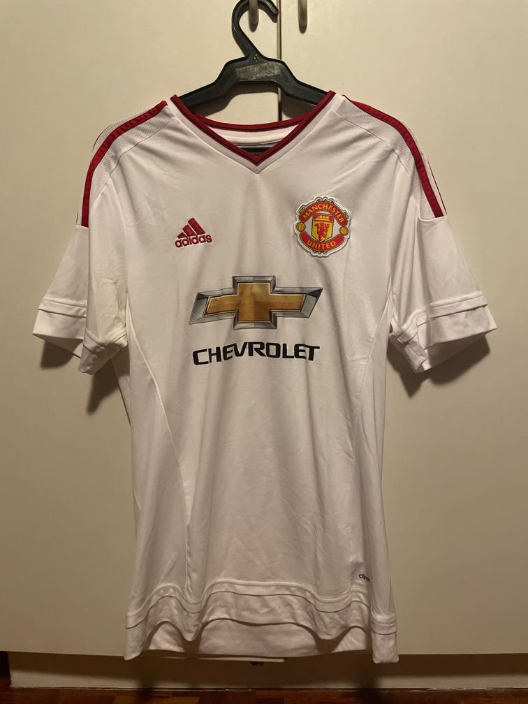 Adidas Manchester United White Kit Jersey 15/16, Men's Fashion ...