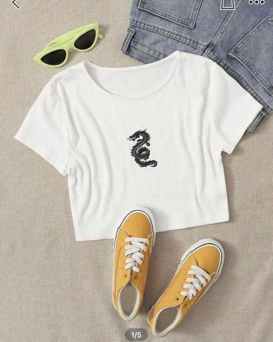 dragon crop top, Women's Fashion, Tops, Sleeveless on Carousell