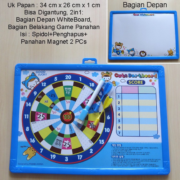 FIX PRICE Papan Tulis WhiteBoard + Board Game Panahan 2in1, Toys ...