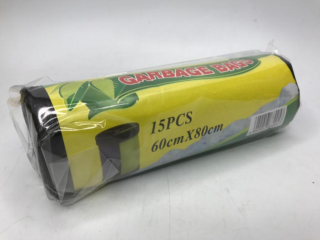 GARBAGE BAG BLACK (15-PCS/ 1-ROLL MEDIUM), DISPOSABLE TRASH BAG, WASTE ...