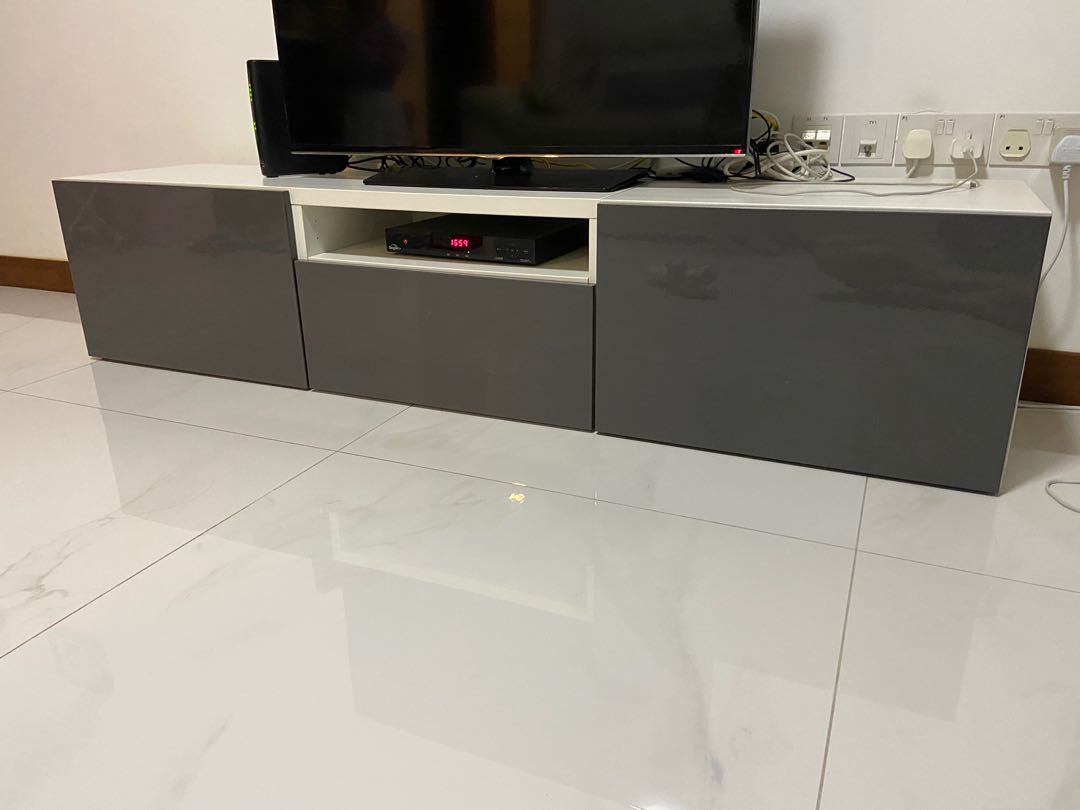 Ikea BESTA TV console, Furniture, Shelves & Drawers on Carousell