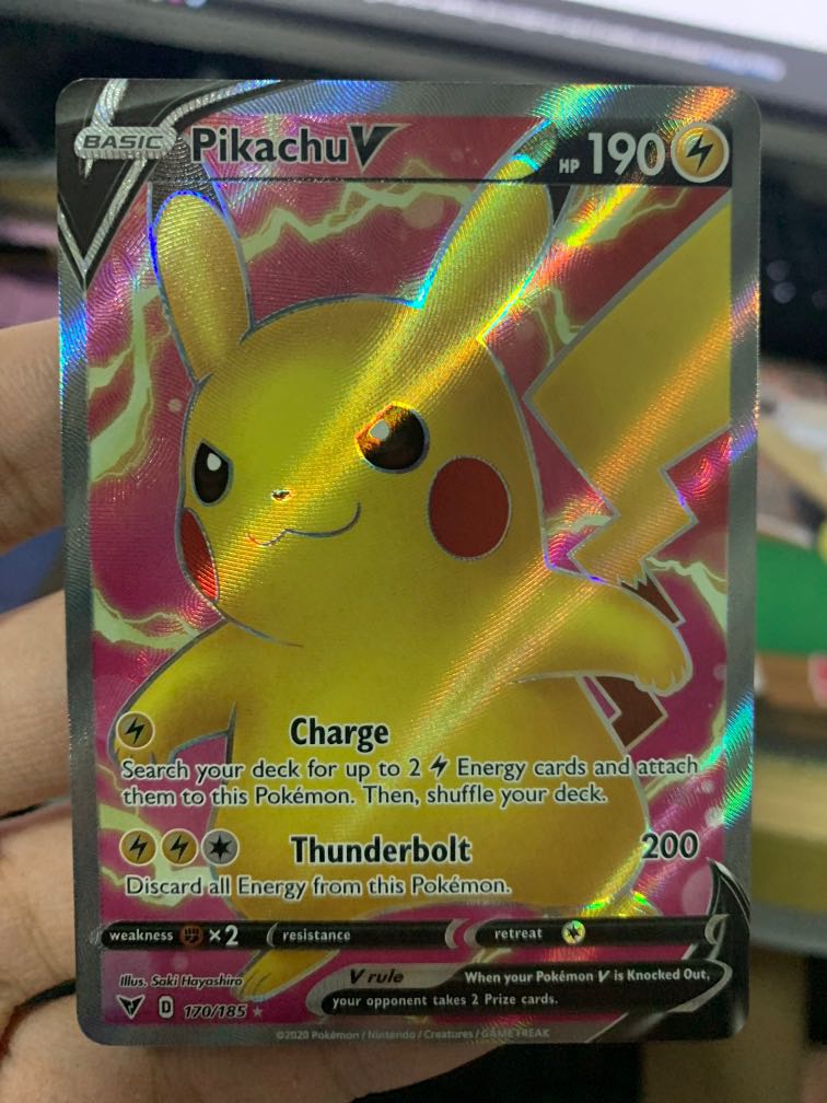 Pokemon TCG Pikachu V Full Art, Hobbies & Toys, Toys & Games on Carousell