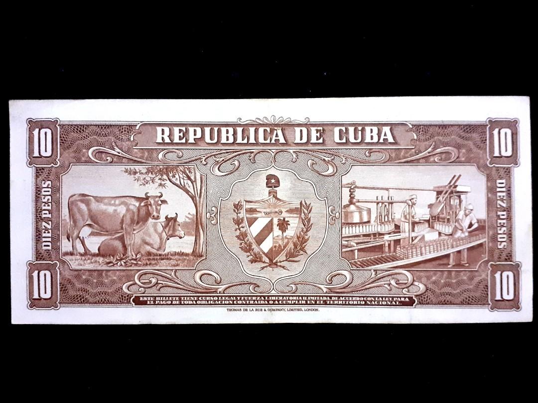 RARE ORIGINAL 1958 CUBAN 10 Pesos GVF banknote CRIPS, Hobbies & Toys ...