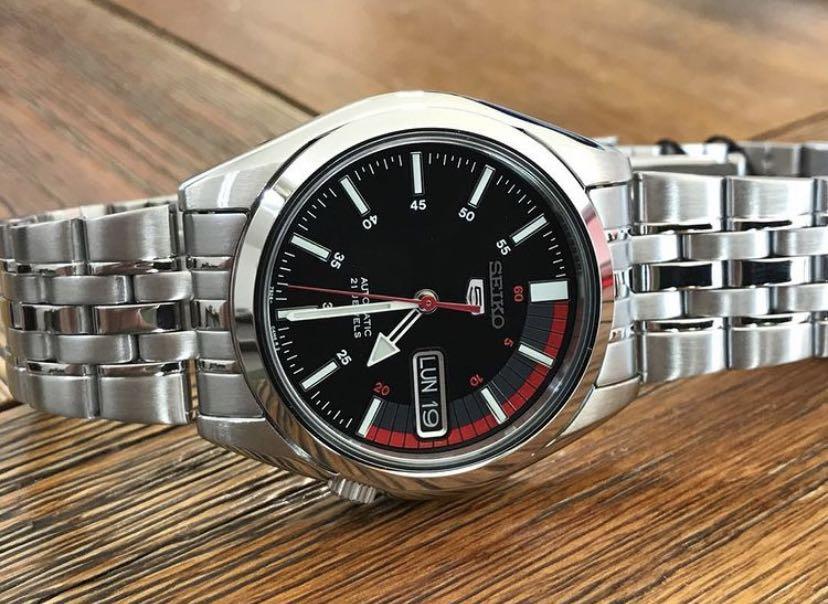Seiko 5 SNK375 Automatic Steel Watch Speed Racer Black SNK375K1 Brand ...