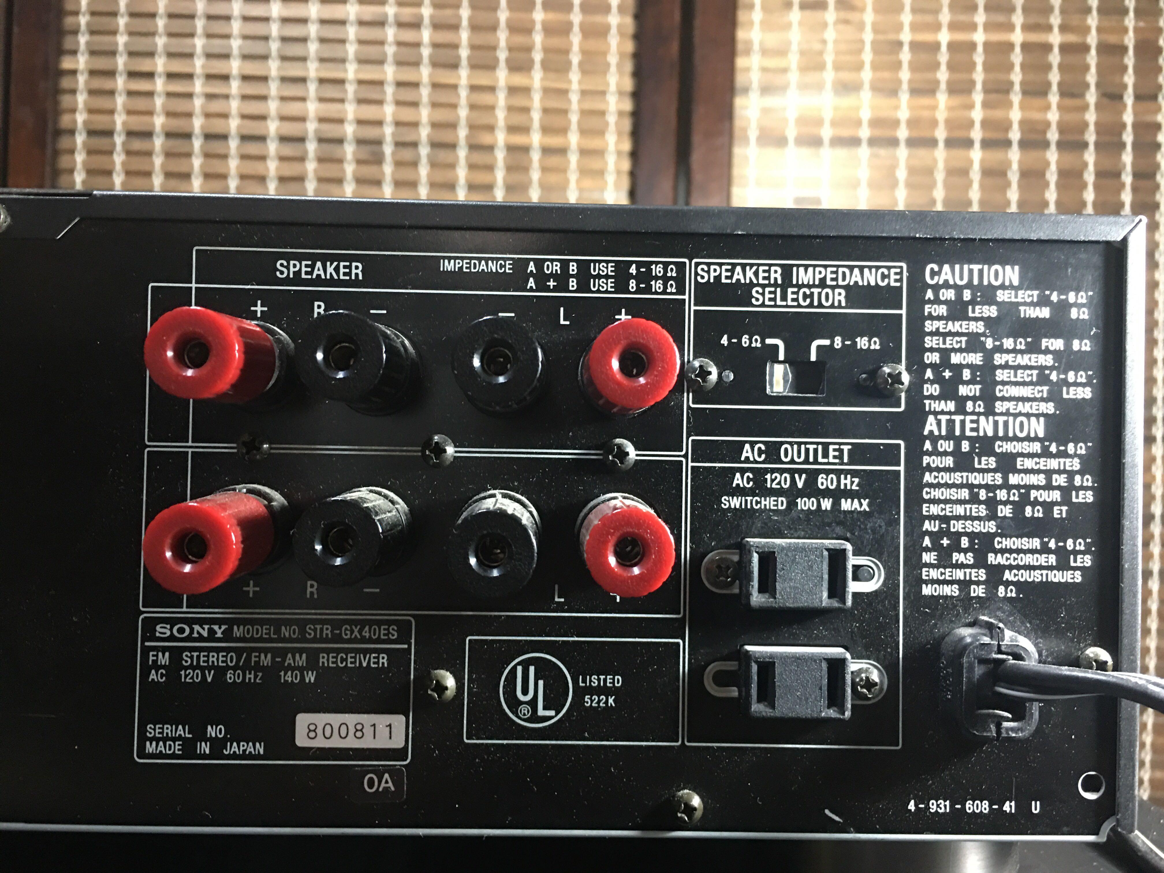 Sony GX40ES AM/FM Stereo Reciever, Audio, Soundbars, Speakers ...