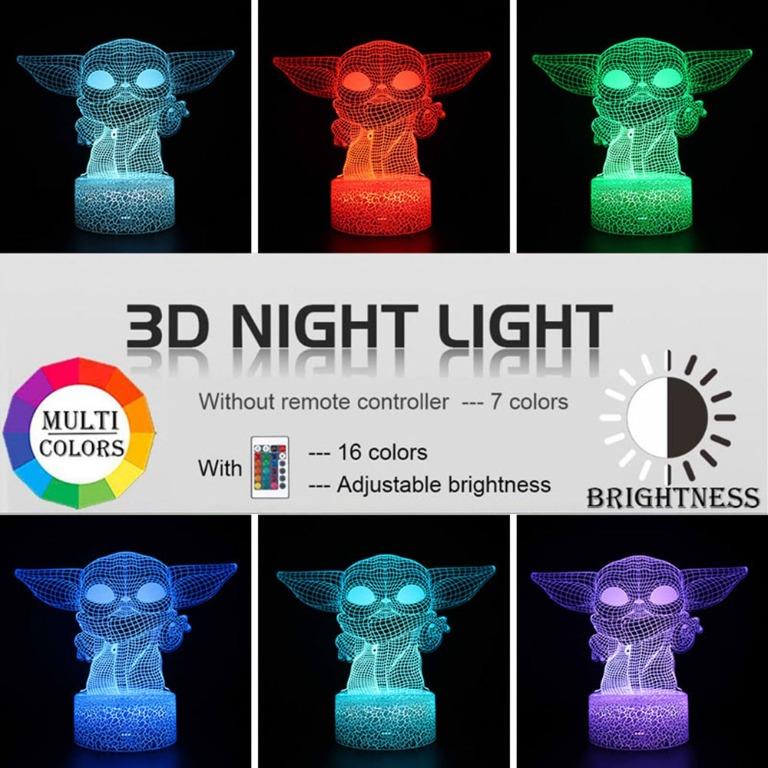 Star Wars: Baby Yoda RGB Acrylic Night Light, Furniture & Home Living ...