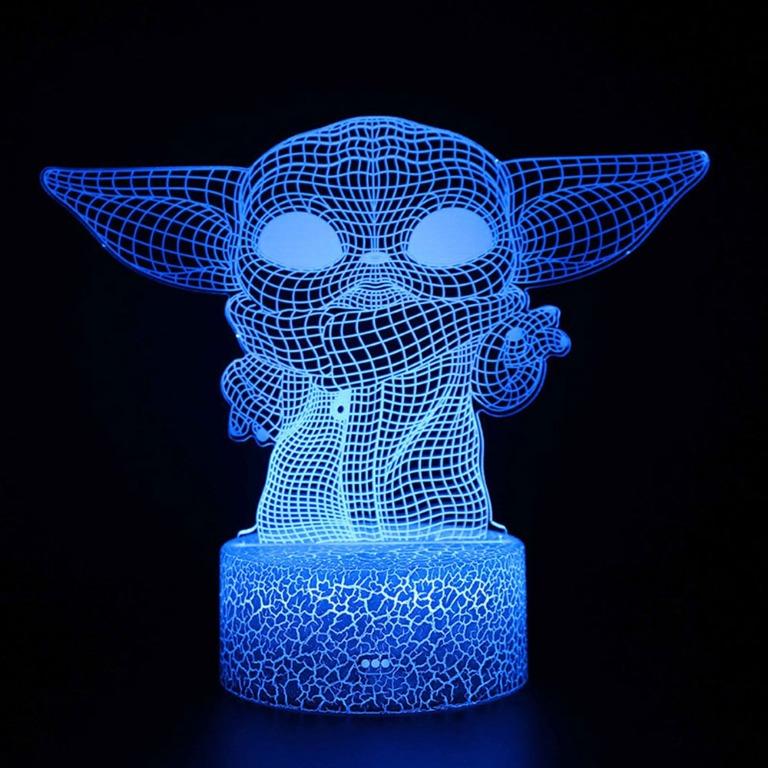 Star Wars: Baby Yoda RGB Acrylic Night Light, Furniture & Home Living ...