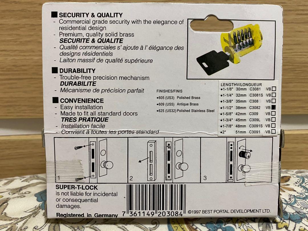 Super-T-Lock 1-1/2” 鎖膽, 傢俬＆家居, 其他, 家居改善及收納用品 - Carousell