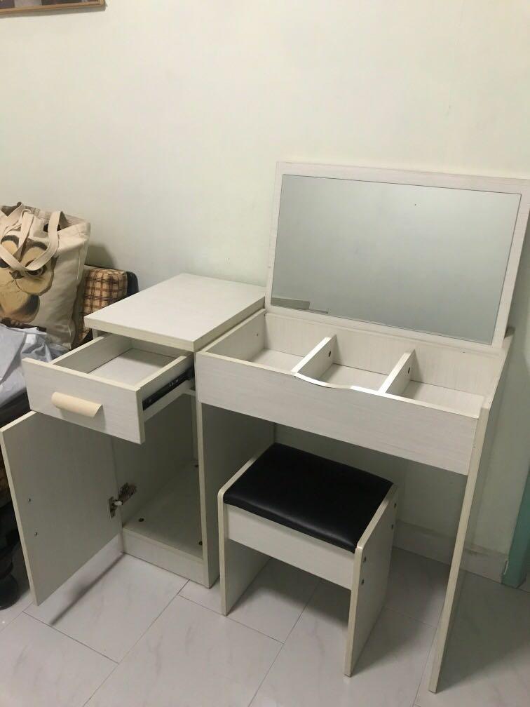 Vanity/study table with stool, Furniture & Home Living, Furniture ...