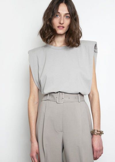 Zara shoulder pad top, Women's Fashion, Tops, Sleeveless on Carousell