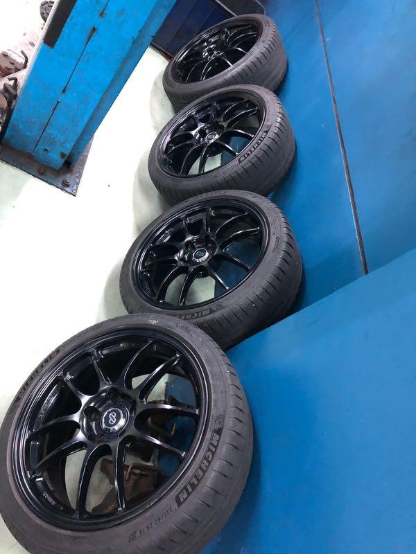 Made in Japan Enkei 18 inches Rims with Tyres! , Car Accessories, Tyres ...