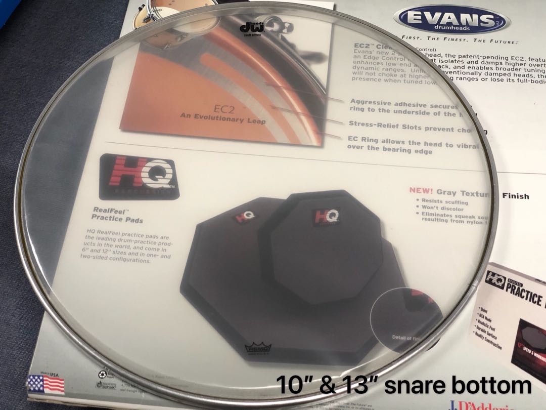 DW/ Evans drum head 13”/14”/18” (搬遷不議價), 興趣及遊戲, 音樂、樂器 & 配件, 樂器 - Carousell