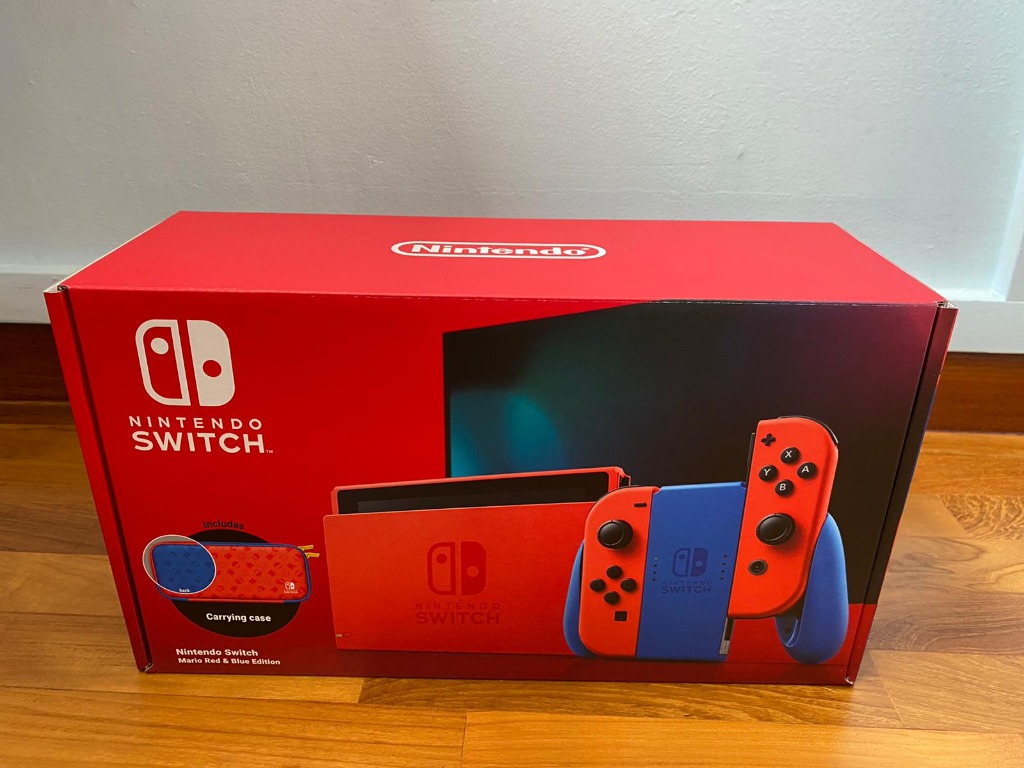 Nintendo switch console Mario red & blue edition, Video Gaming, Video ...
