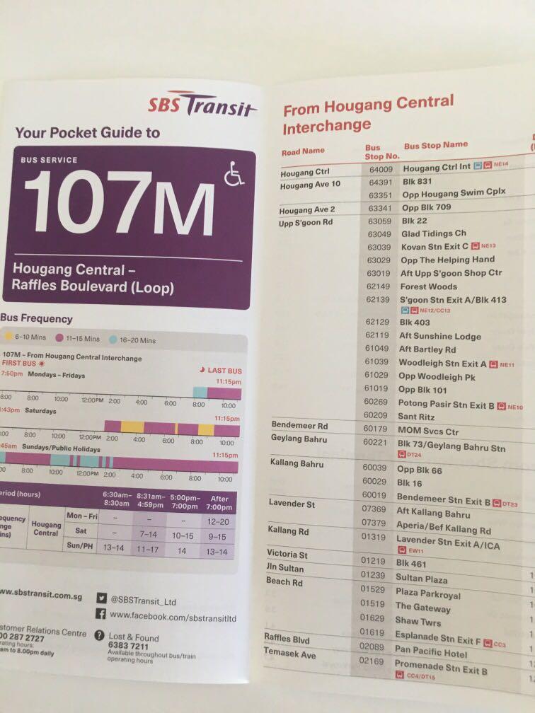Old Bus Guide of SBS Transit Service 107 & 107M , Hobbies & Toys ...