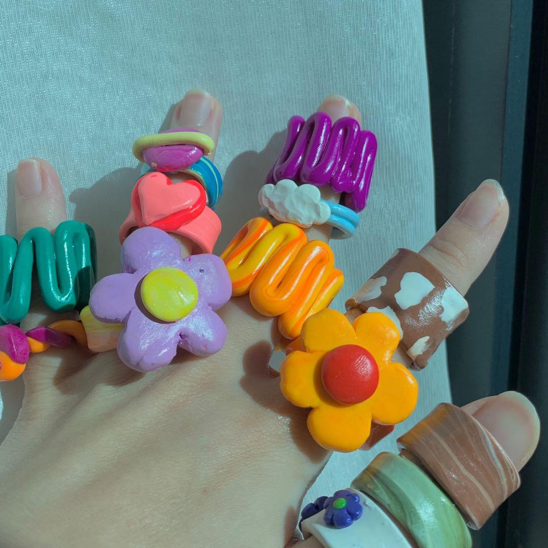 polymer clay rings, Women's Fashion, Jewellery, Rings on Carousell