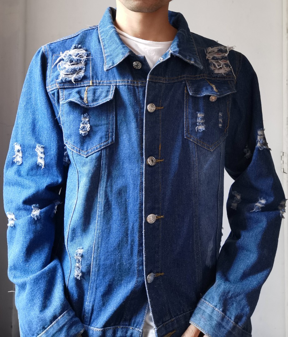 Tattered Denim Jacket, Men's Fashion, Coats, Jackets and Outerwear on ...