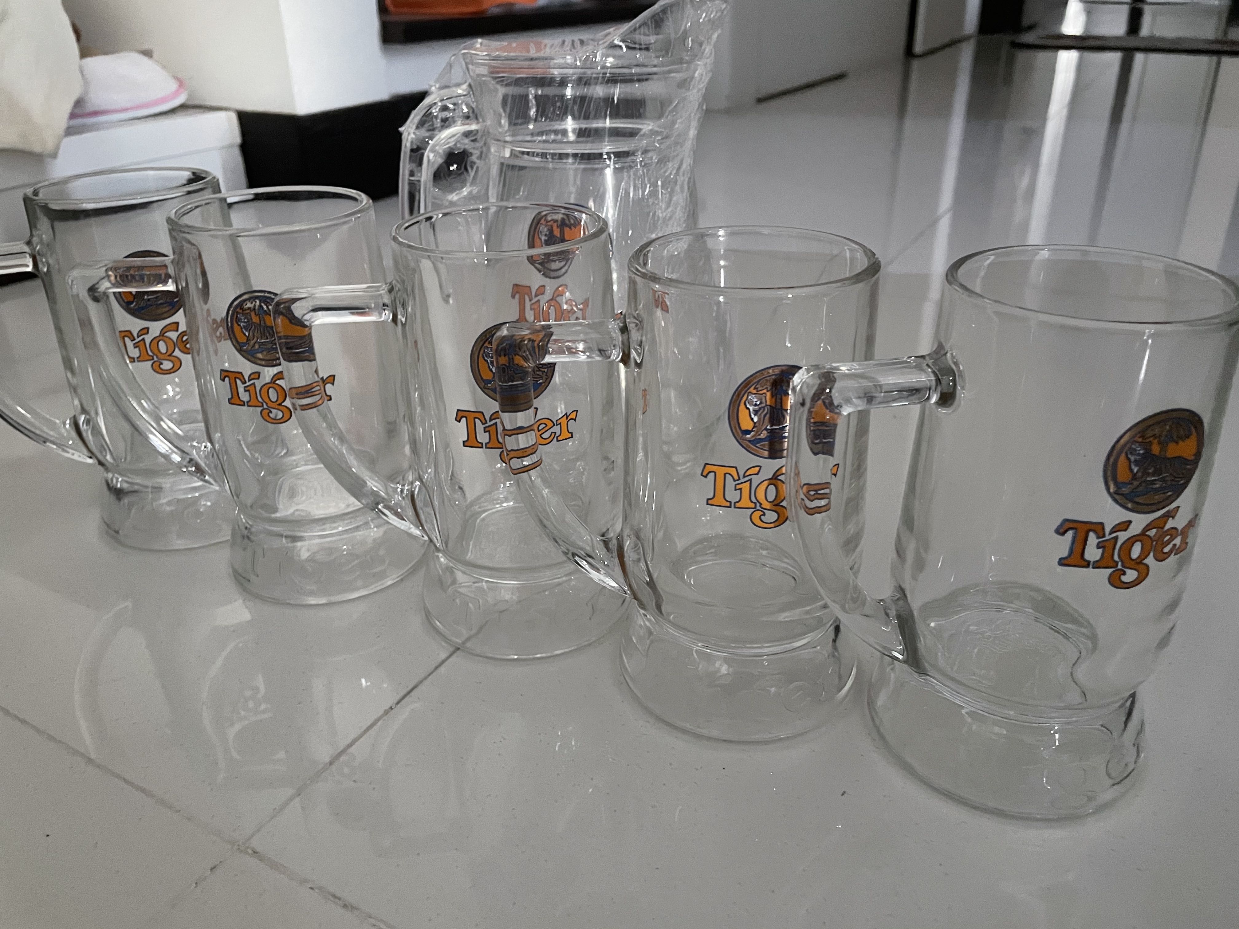 Tiger Beer Jug and mugs (whole set, 6 mugs), Furniture & Home Living ...