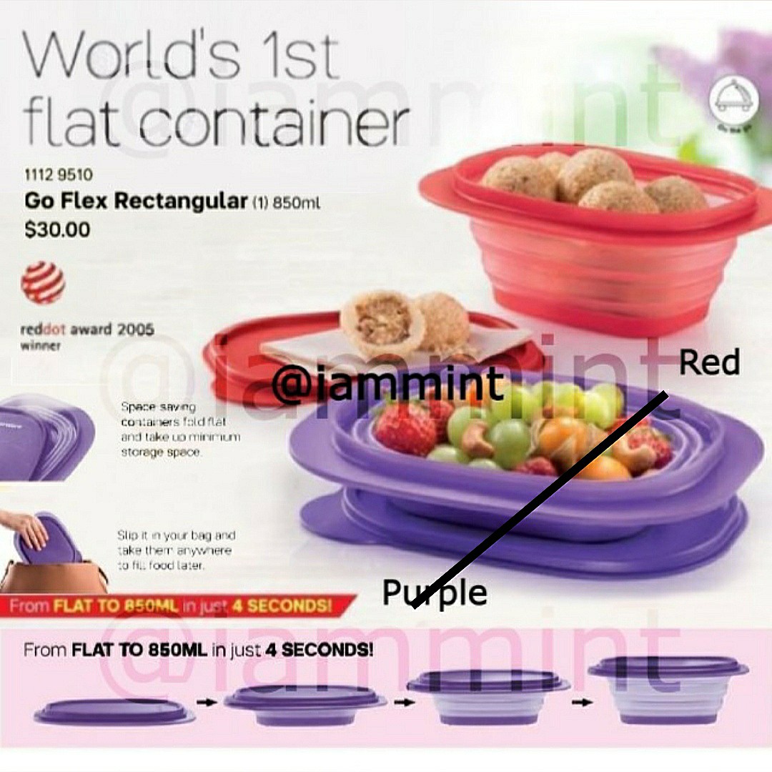 Tupperware 850 ml Go Flex Rectangular Collapsible Container, Furniture ...