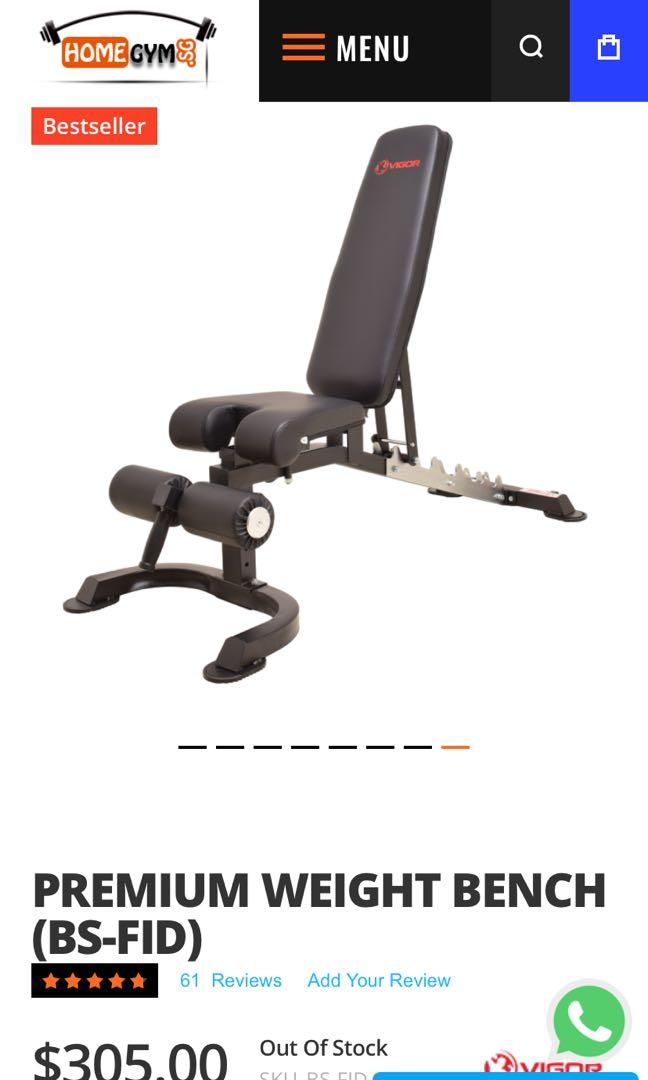 Vigor Gym Bench, Sports, Weights & Gym Equipment on Carousell