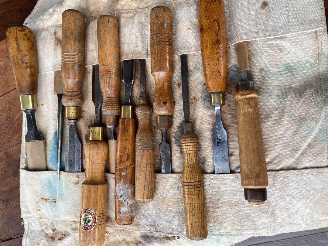 Vintage Sheffield Chisels in a canvas roll, Hobbies & Toys, Stationary ...