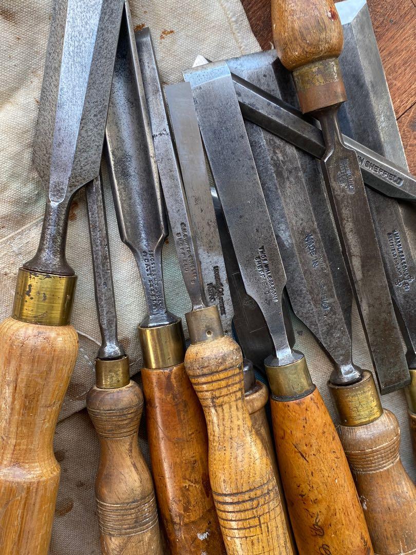 Vintage Sheffield Chisels in a canvas roll, Hobbies & Toys, Stationary ...