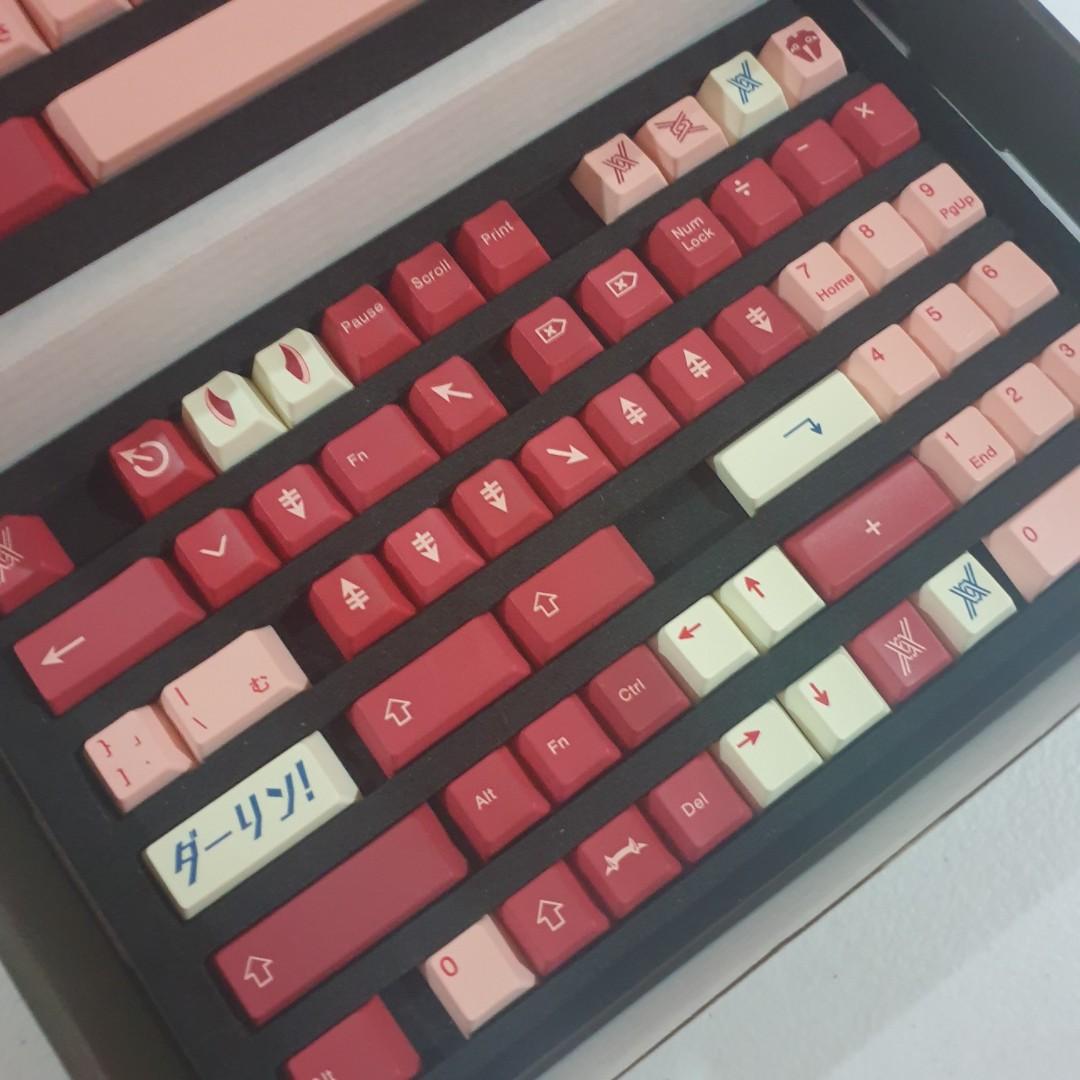 128 Key PBT Darling Keycaps cute kawaii pink dye sub for Mechanical ...