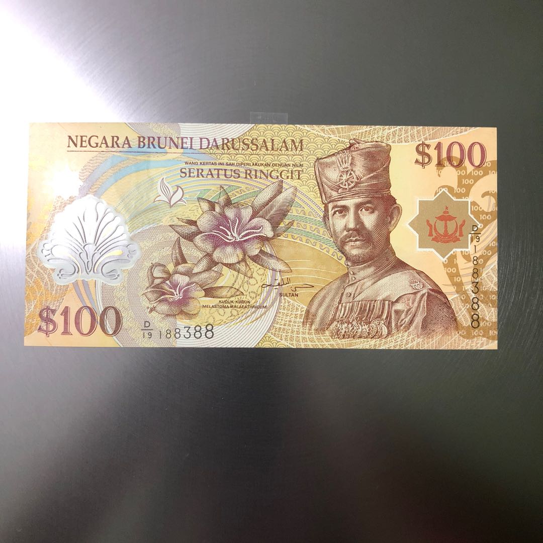 Brunei Banknote D Series $100 Note Nice Serial Number, Hobbies & Toys ...