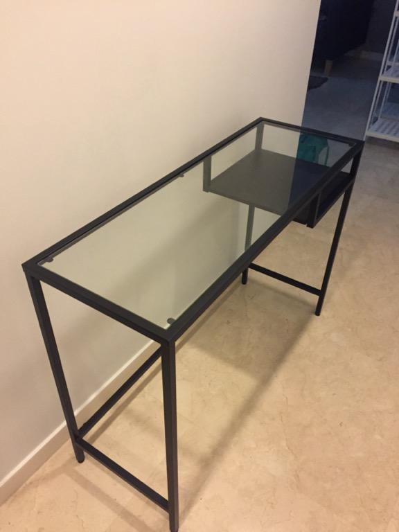 IKEA glass-top laptop desk (or side table), Furniture & Home Living ...