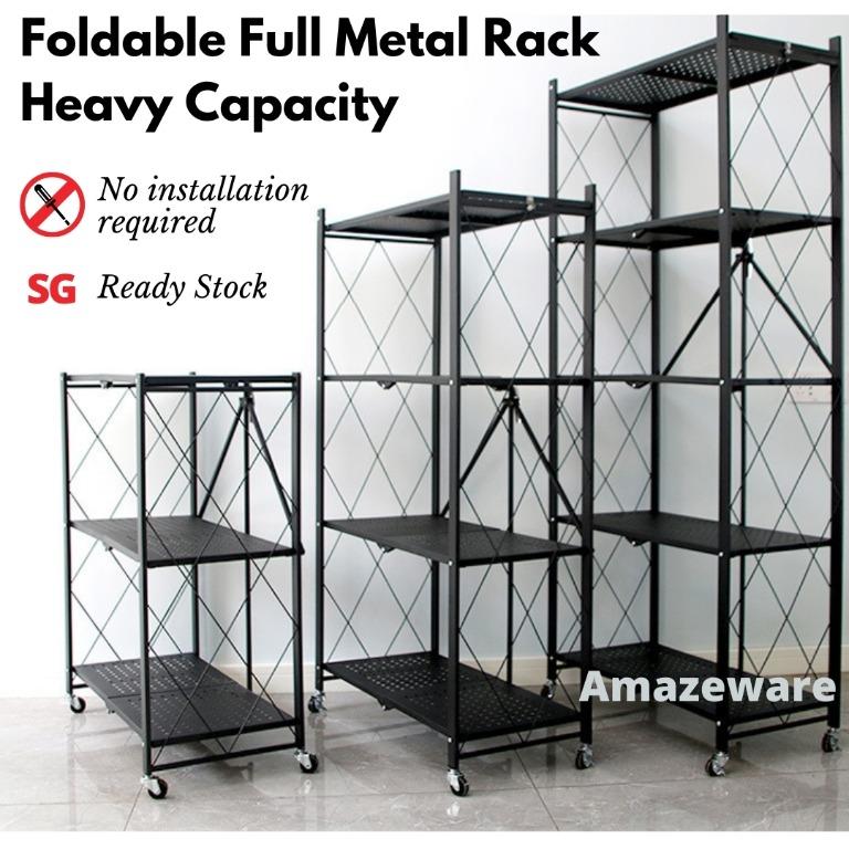 Multi-layer Metal Folding kitchen rack ⭐ Installation-free ⭐ Microwave ...