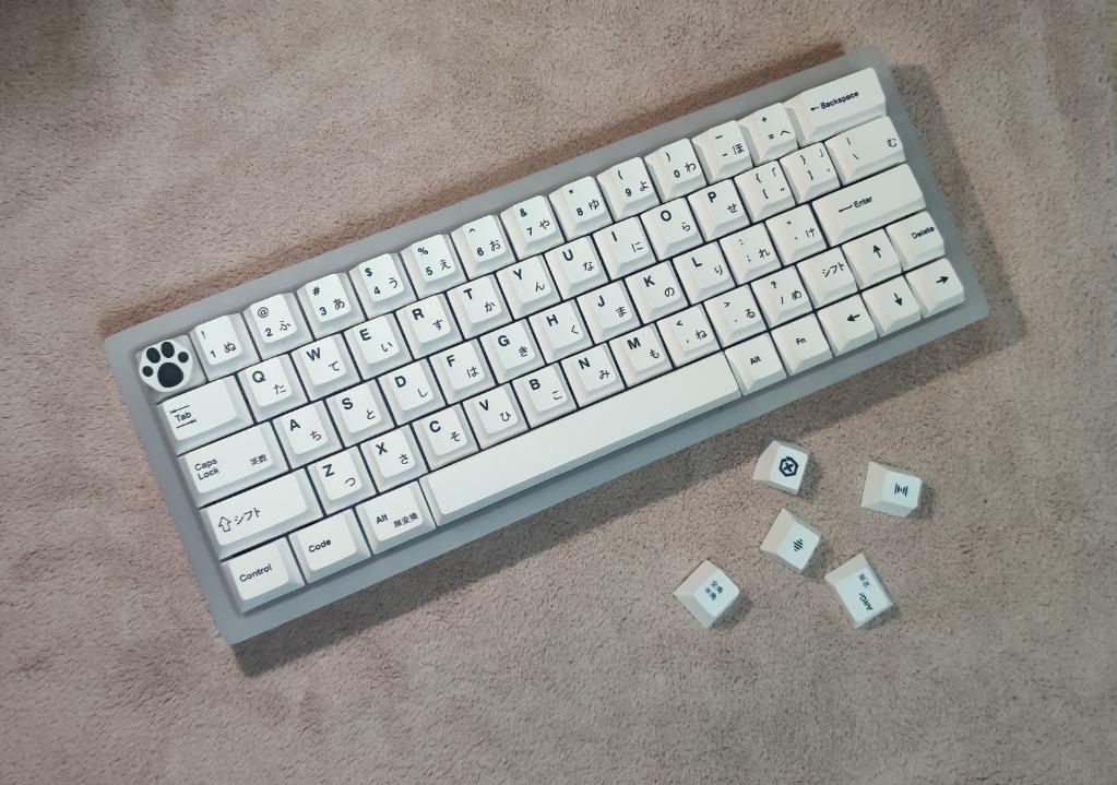 PBT Keycaps BOW Black on White colorway Hiragana mechanical keyboard ...