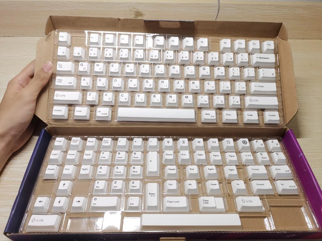 PBT Keycaps BOW Black on White colorway Hiragana mechanical keyboard ...