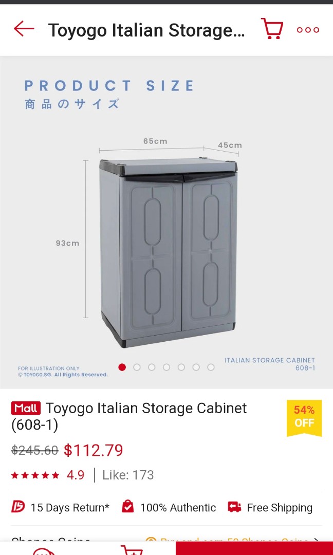 Toyogo Italian Storage Cabinet, Furniture & Home Living, Furniture ...