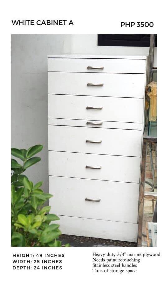 Wood White Duco Paint Chest of Drawers with Pull Out Desk Table ...