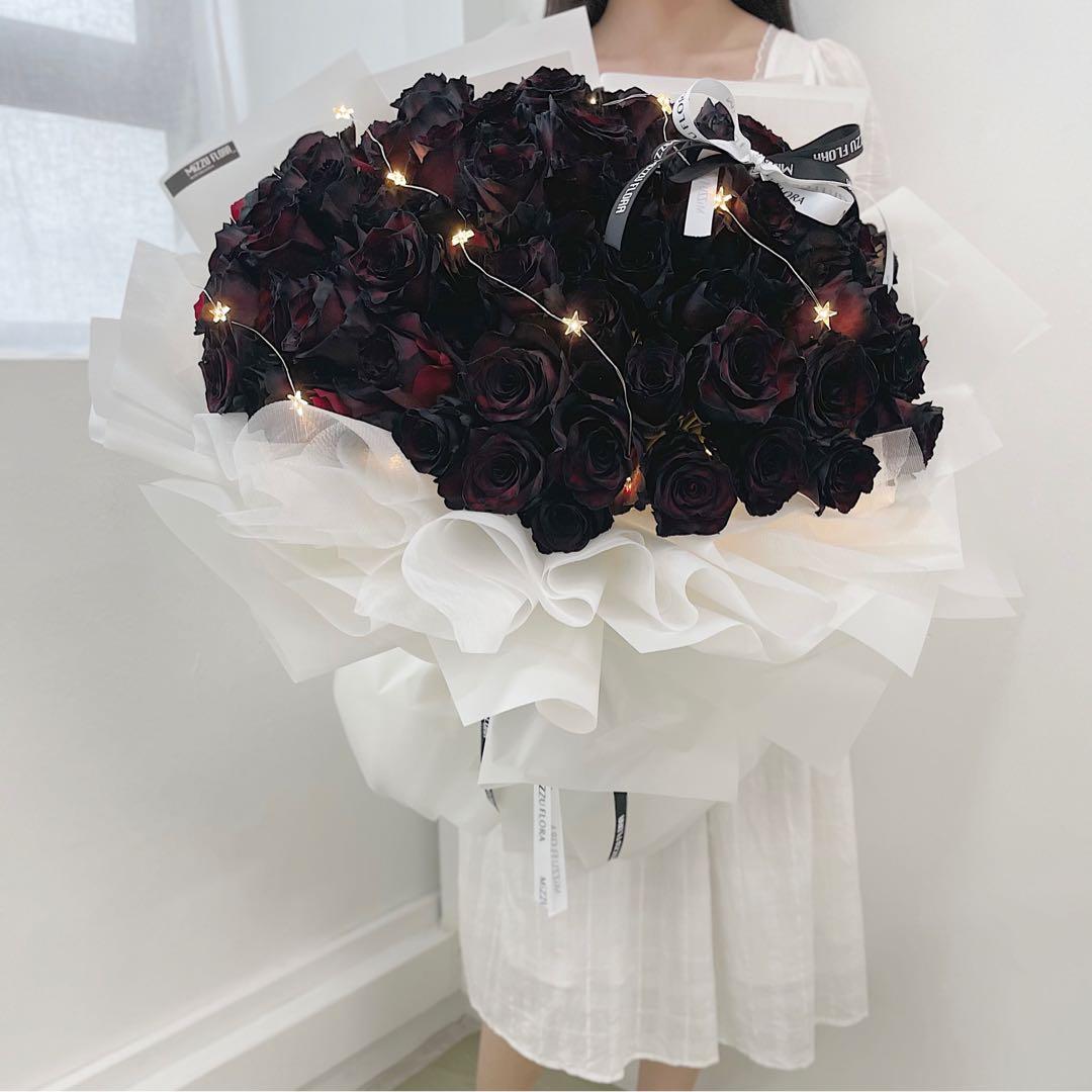 99 fresh black roses, Hobbies & Toys, Stationery & Craft, Flowers ...