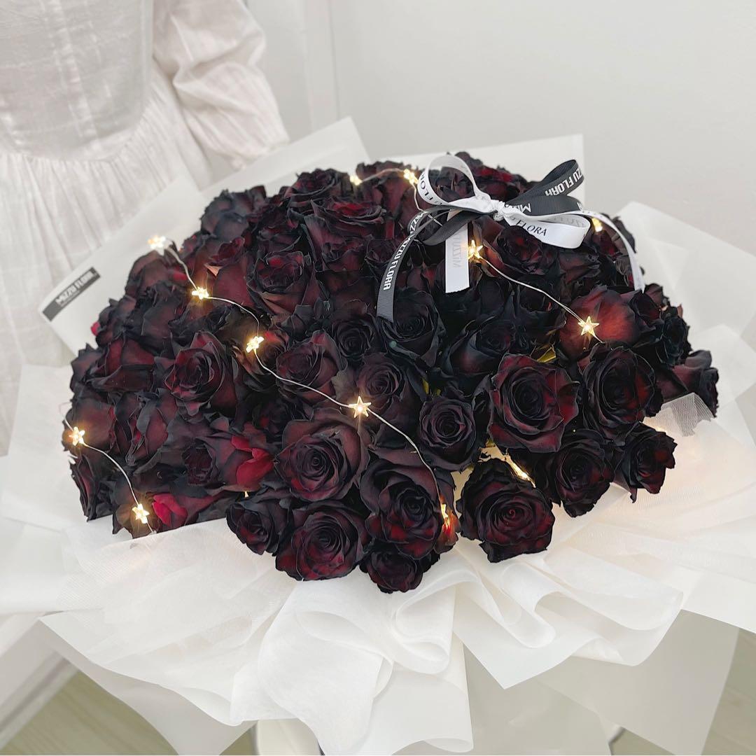 99 fresh black roses, Hobbies & Toys, Stationery & Craft, Flowers ...