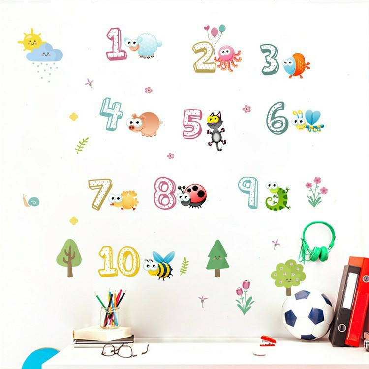 Cartoon number educational wall sticker, Babies & Kids, Baby Nursery ...