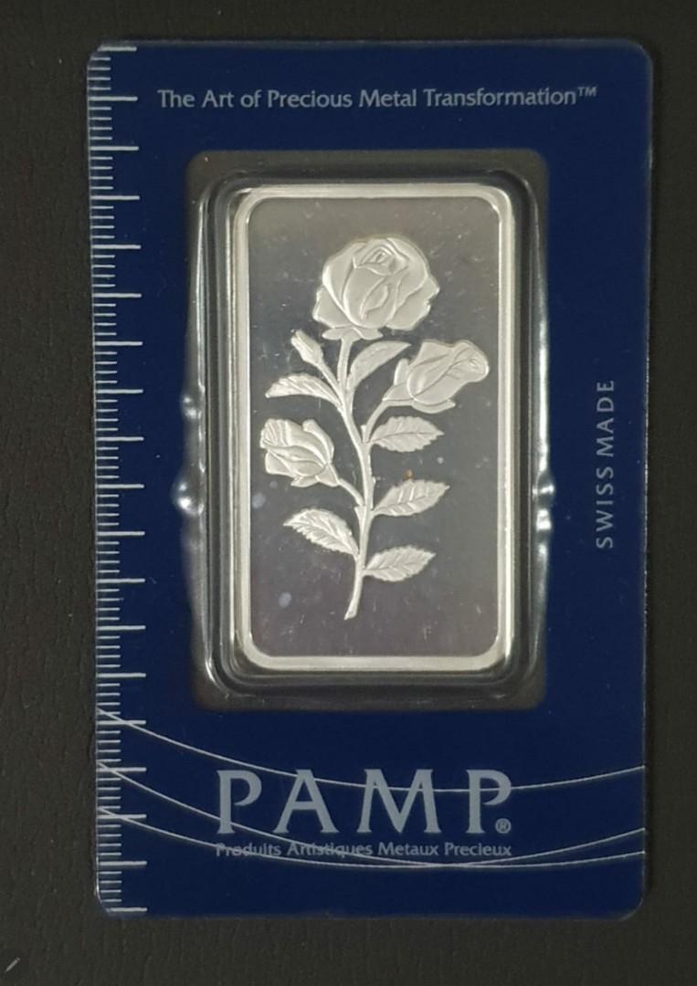 PAMP Rose 1 oz Silver bar, Men's Fashion, Watches & Accessories ...