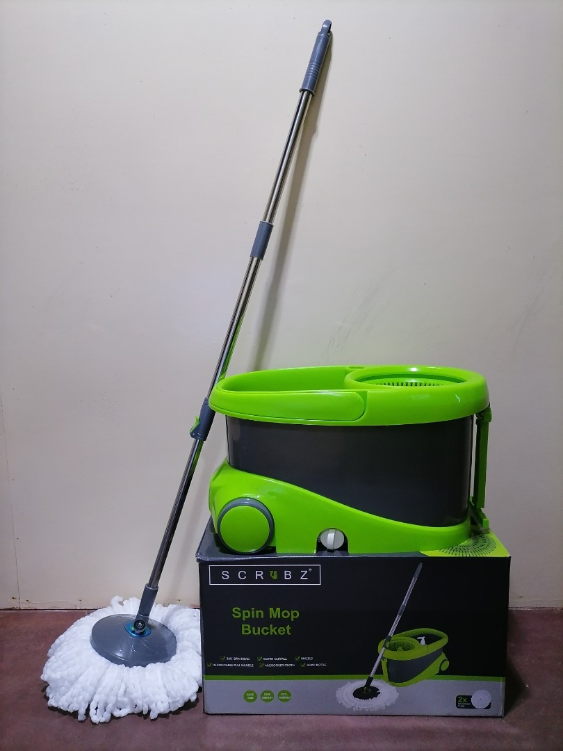 SCRUBZ Spin Mop with Bucket, Furniture & Home Living, Cleaning ...