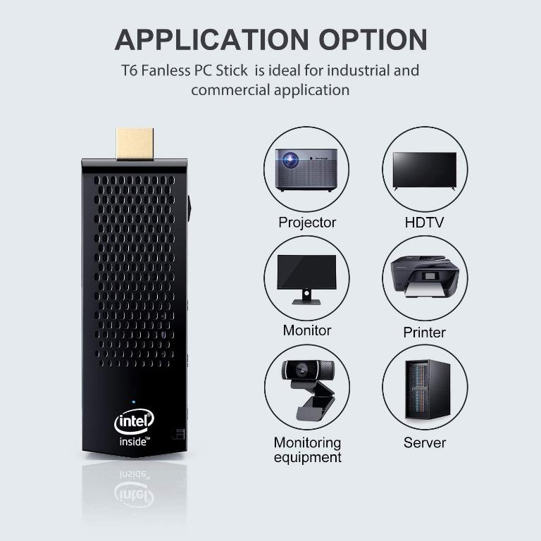 Terryza Fanless Mini PC,Intel Atom Z8350 Computer Stick Windows 10 Pro ...