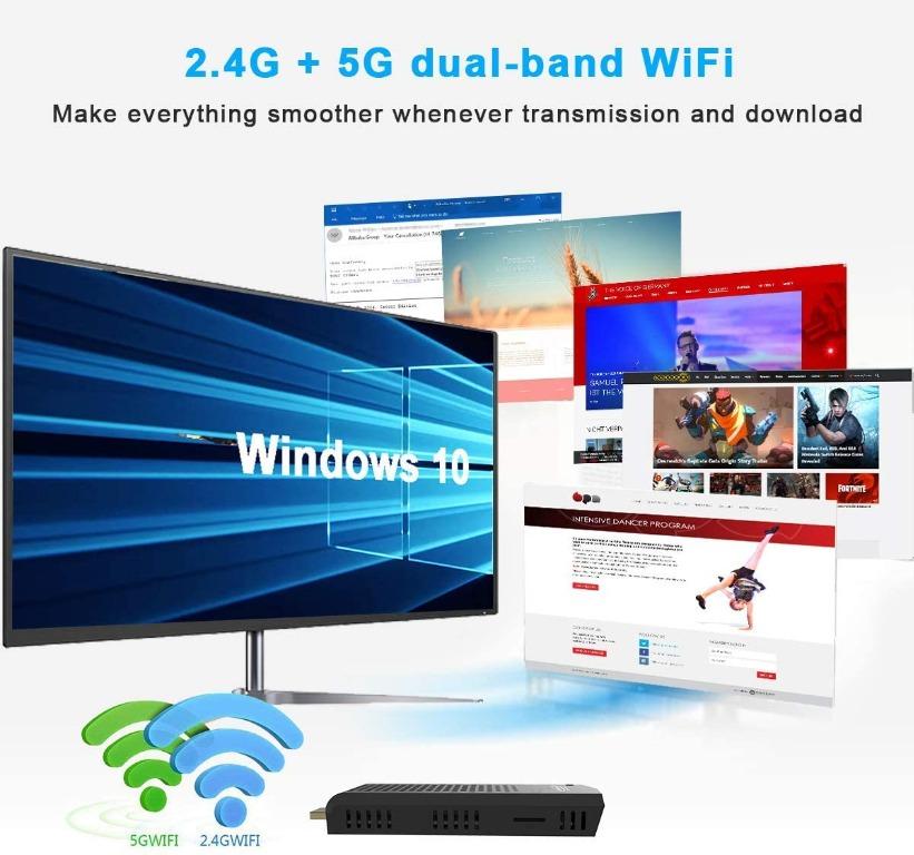 Terryza Fanless Mini PC,Intel Atom Z8350 Computer Stick Windows 10 Pro ...