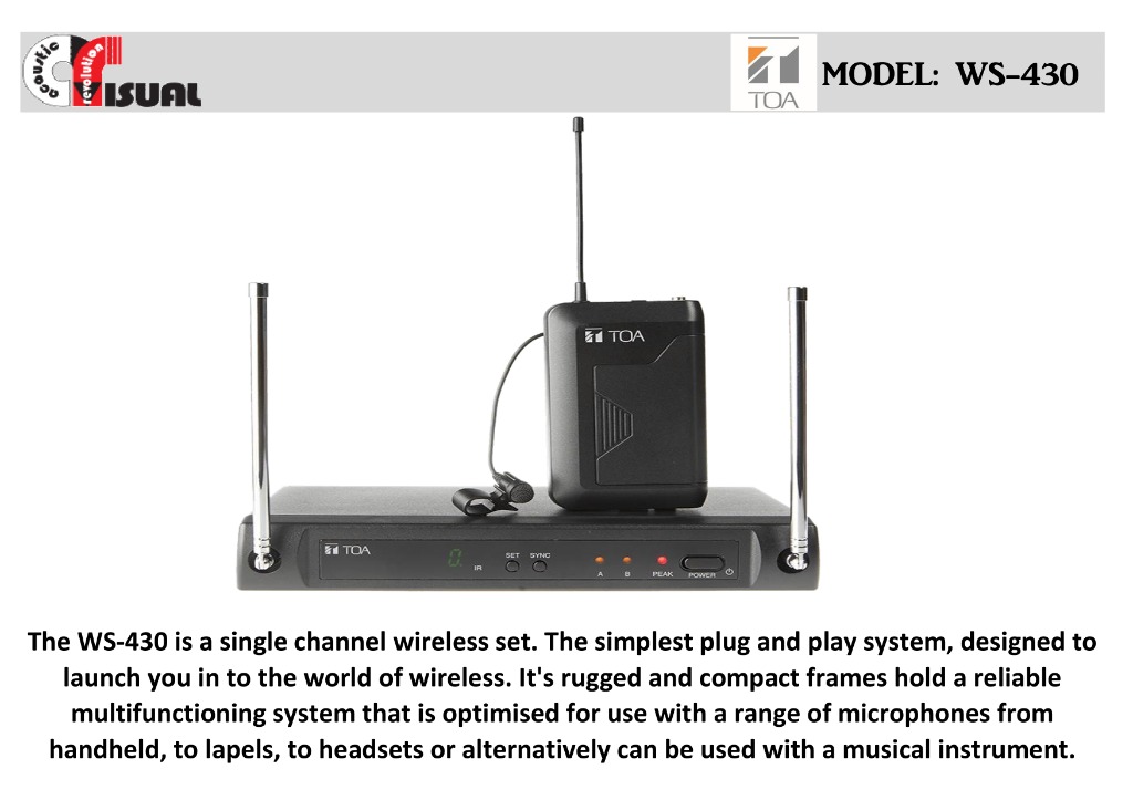 TOA WS-430 Single Channel Wireless Set, Audio, Other Audio Equipment on Carousell