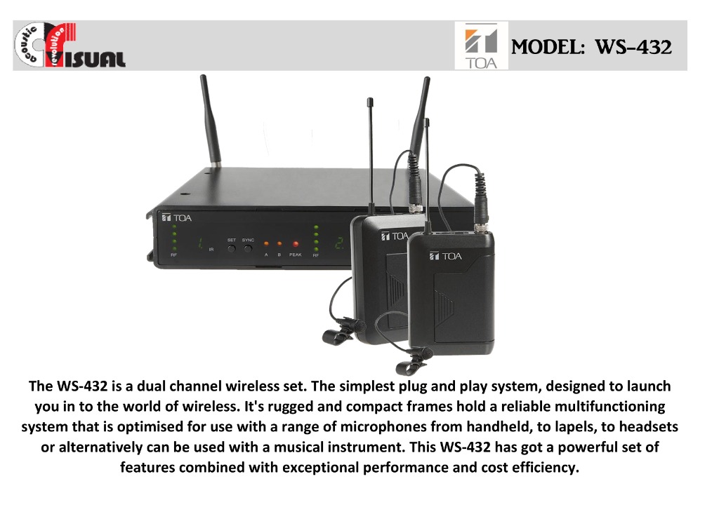 TOA WS-432 Dual Channel Wireless Set, Audio, Other Audio Equipment on Carousell